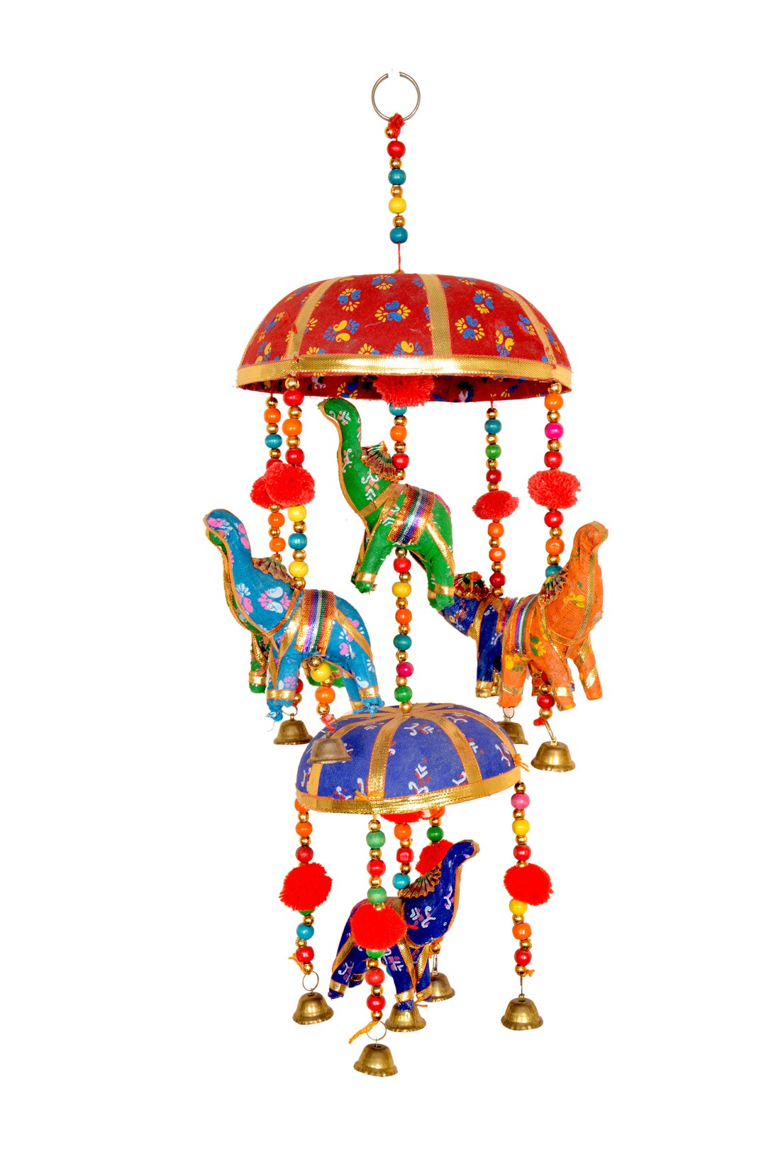 Rajasthani Strings Hanging Decorations Red & Blue Elephant Bell Door ...