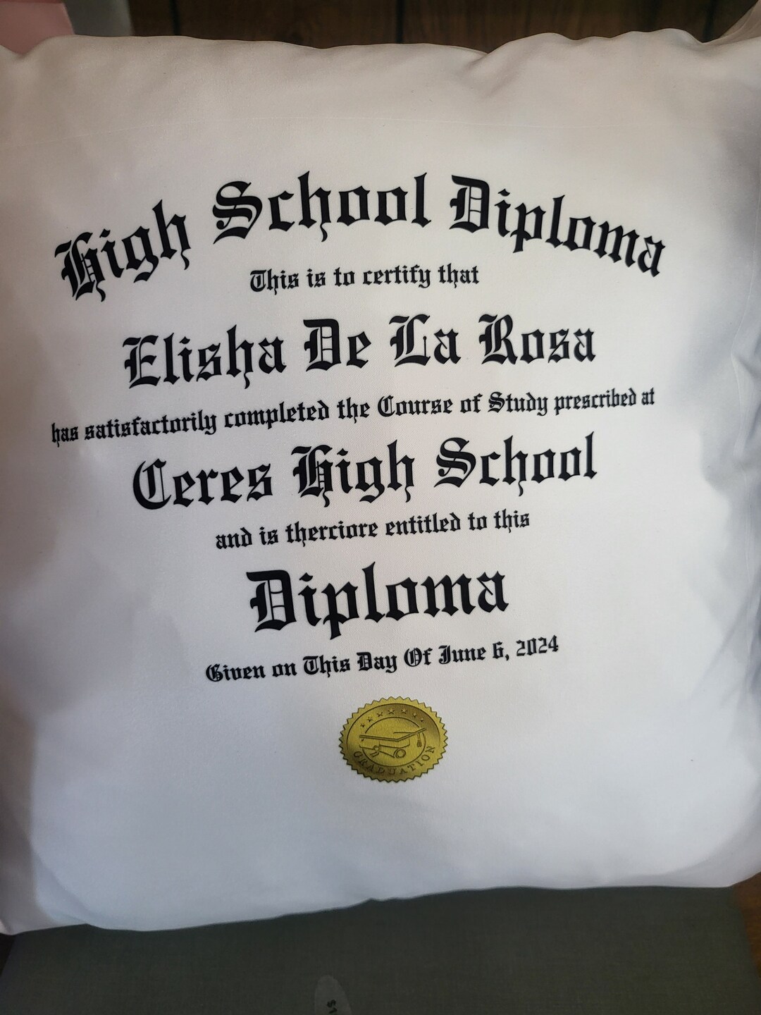 Custom Graduation Diploma Throw Pillow - Etsy