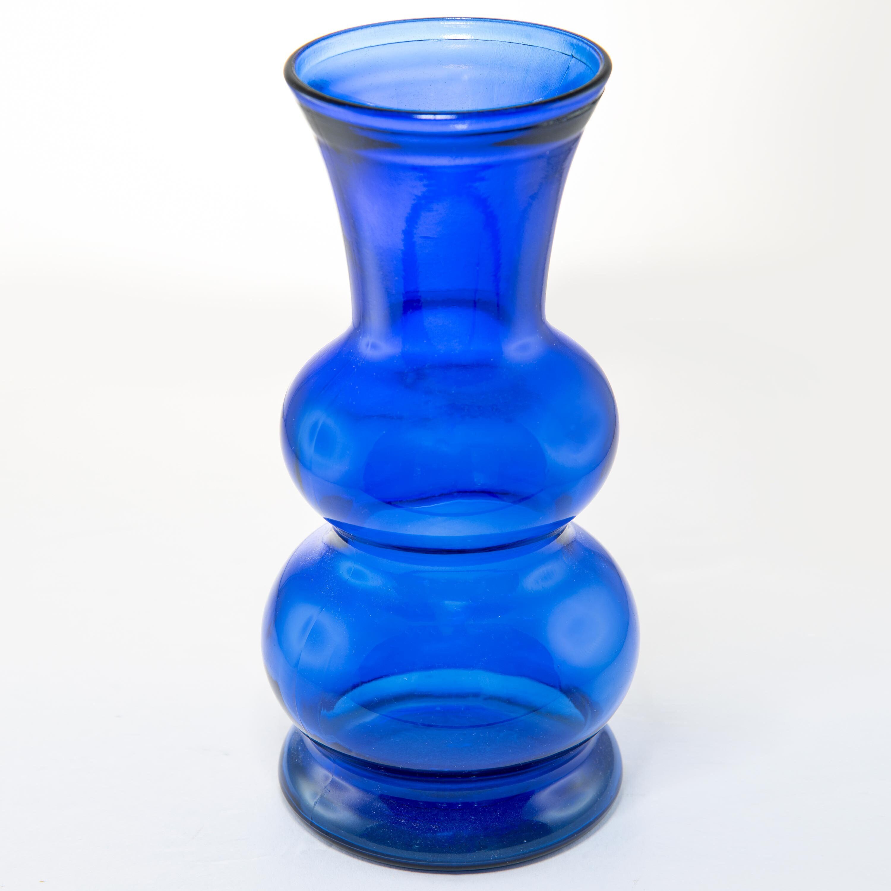 Cobalt Blue Fluted Glass Vase - Etsy