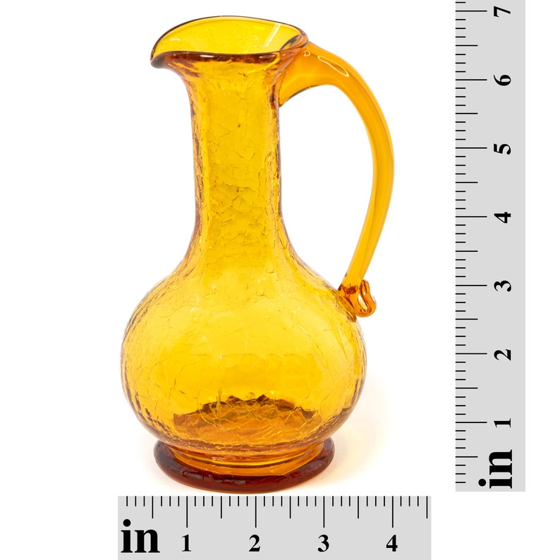 Vintage Blenko Crackle Glass Tall Pitcher - Etsy