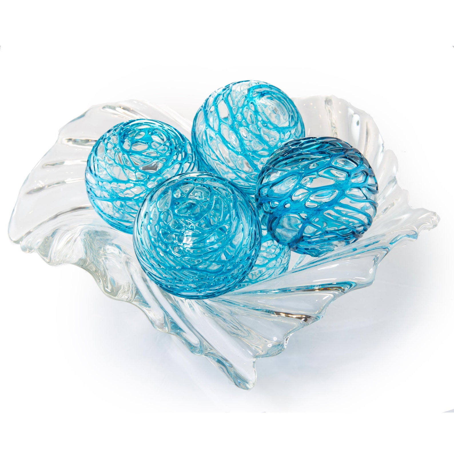 Art Deco Crystal Dish With Blown Glass Balls - Etsy