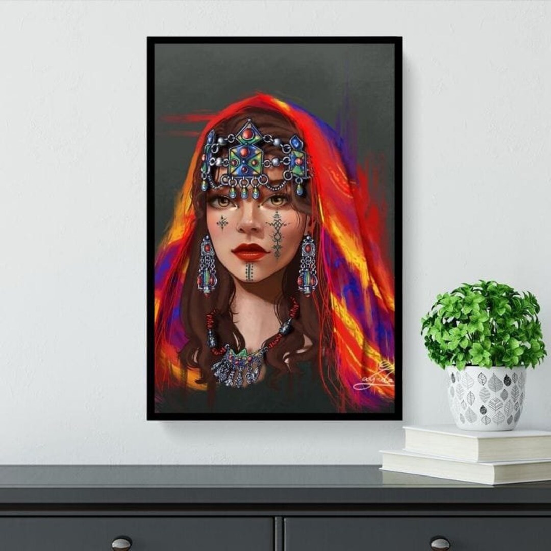 PRINTABLE Paint Berber Woman Traditional Moroccan Alley Wall Decoration ...