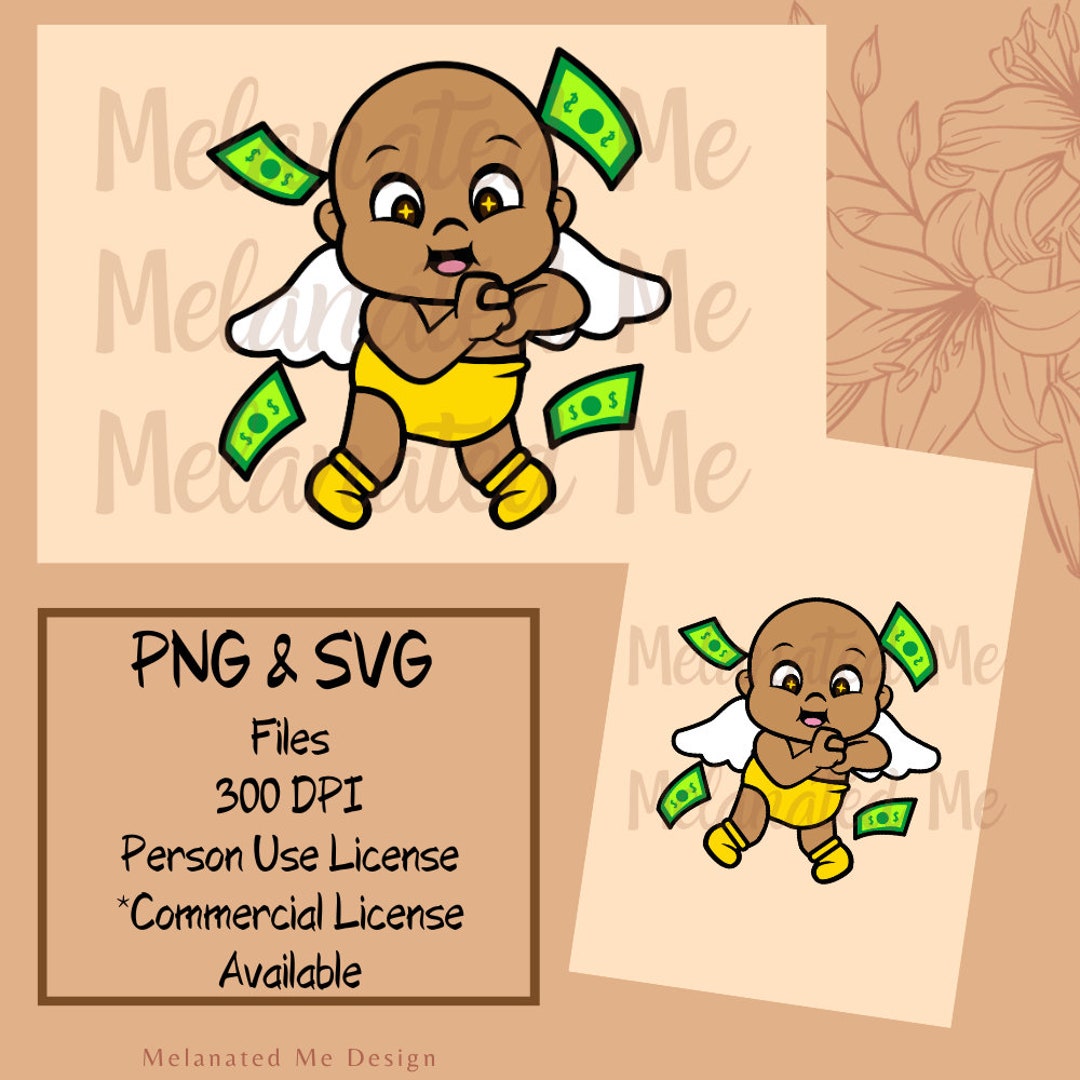 Black Baby SVG/PNG, Digital Download, Black Angel Svg, Melanin Clipart ...