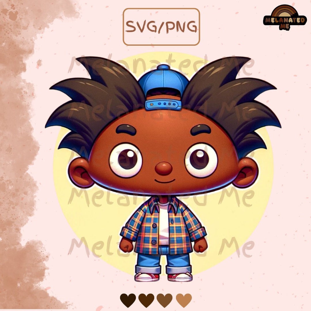 Black/melanin Cute Football Head Boy SVG/PNG , Cartoon Character ...