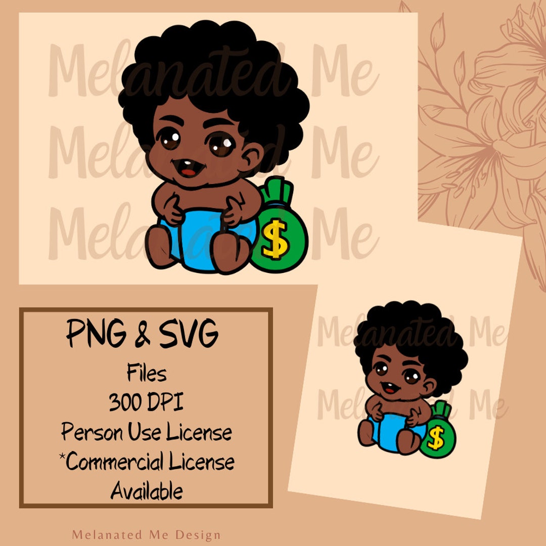 Afro Baby Boy SVG/PNG, Black Baby Png, Black Boy Svg, Curl Hair Svg ...