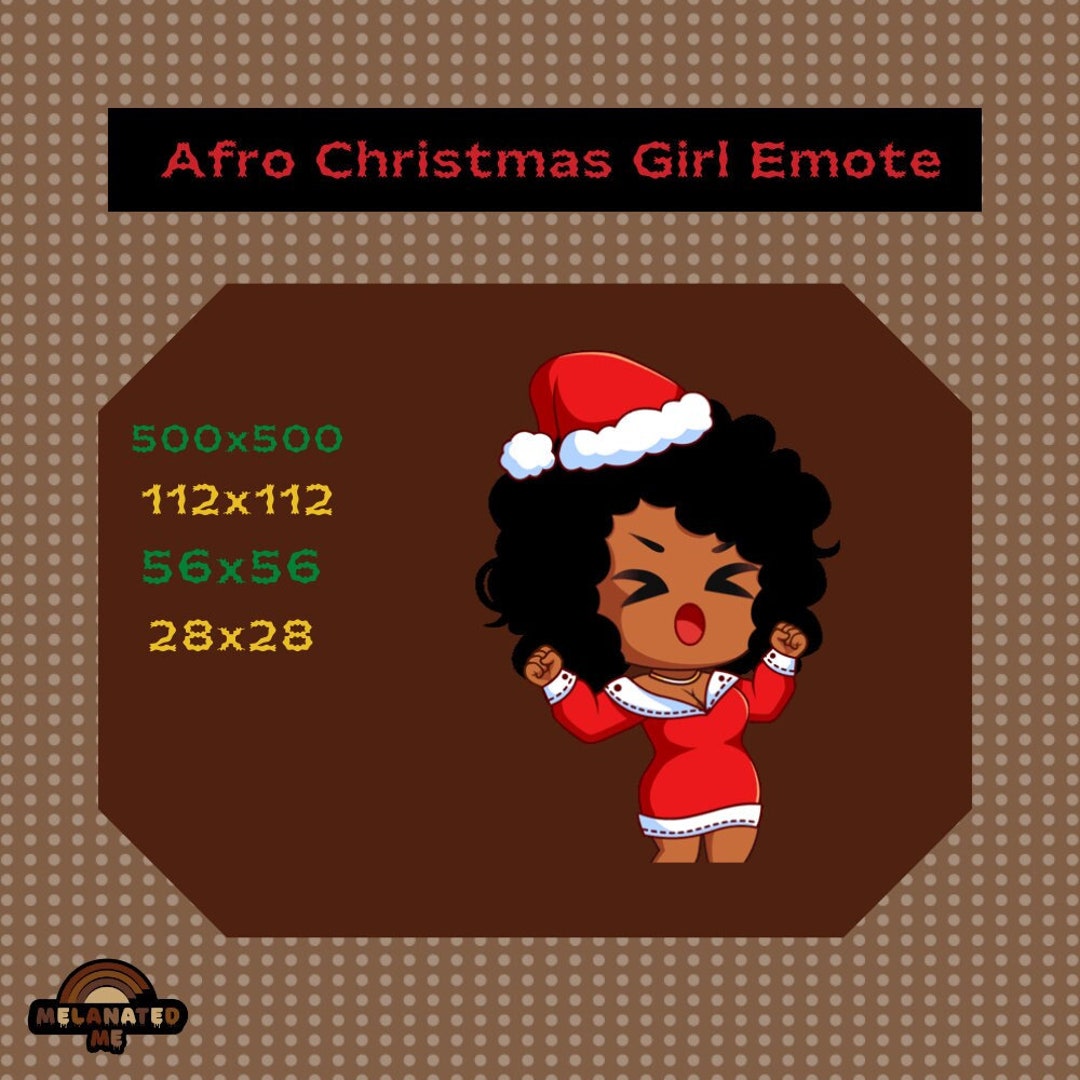 Christmas Black Girl Emote / Afro Emote / Twitch / Melanin / Discord ...