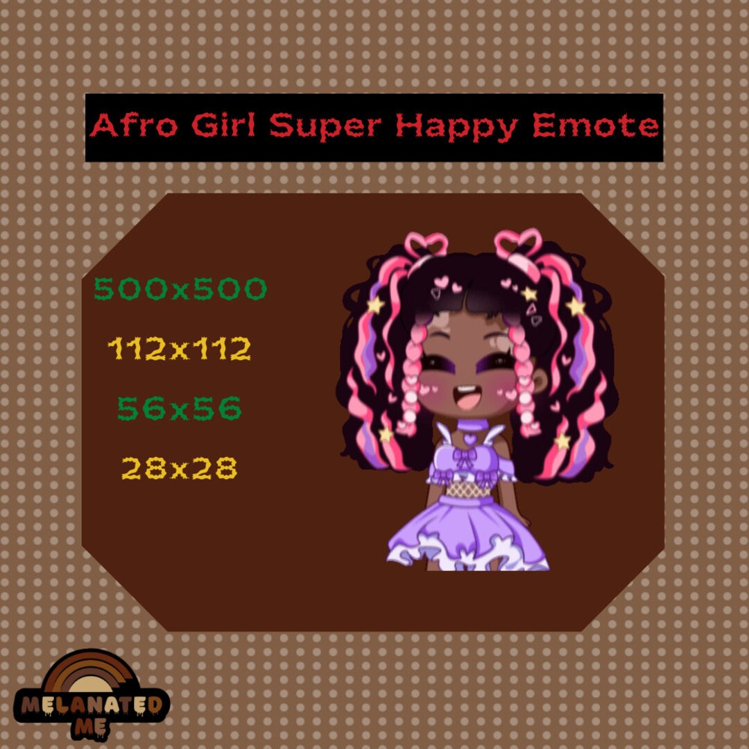 Animated Black Girl Super Happy Emote / Afro Emote / Twitch / Melanin ...