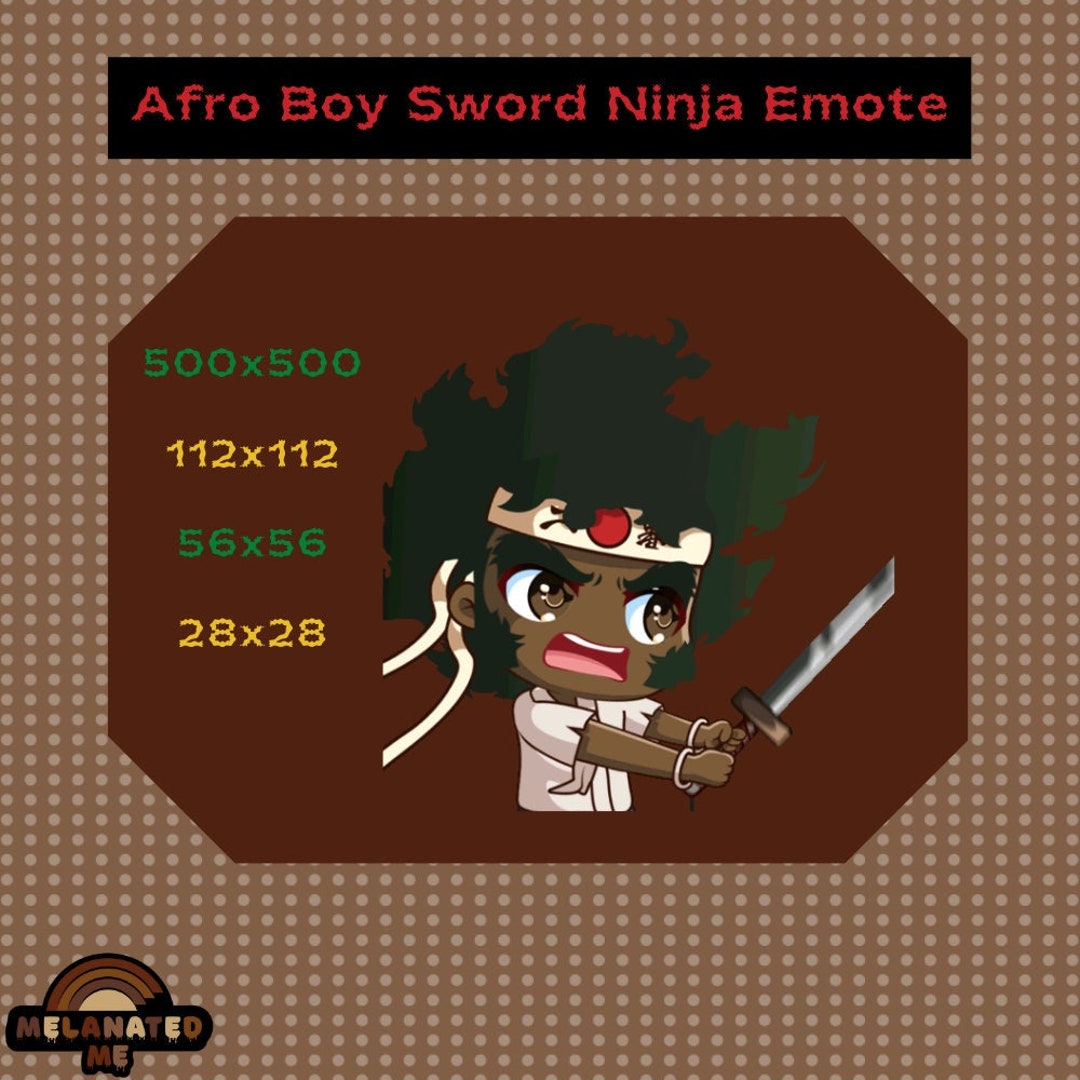 Animated Black Boy Sword Ninja Emote / Afro Emote / Twitch / Melanin ...