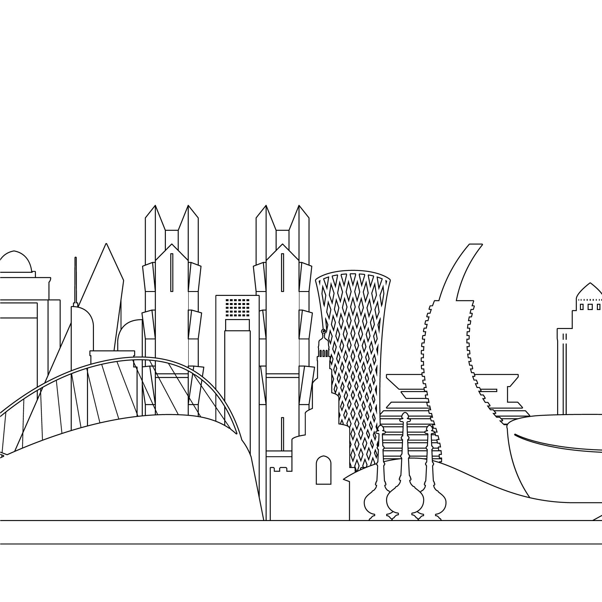 Qatar Skyline Print. Qatar Skyline Line Art. Instant Download. - Etsy