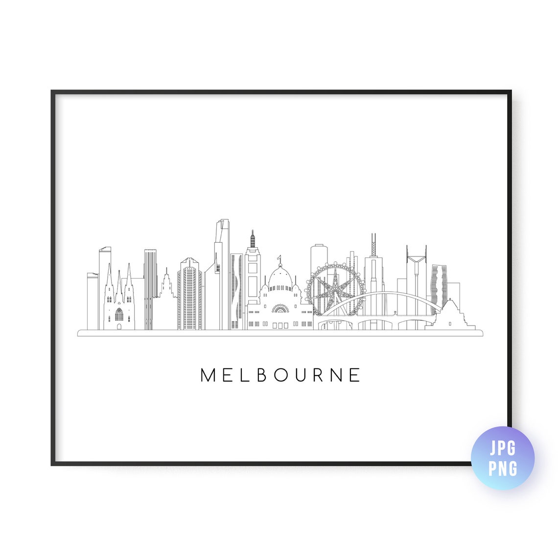 Melbourne Skyline Print. Melbourne City Skyline Line Art. Instant ...