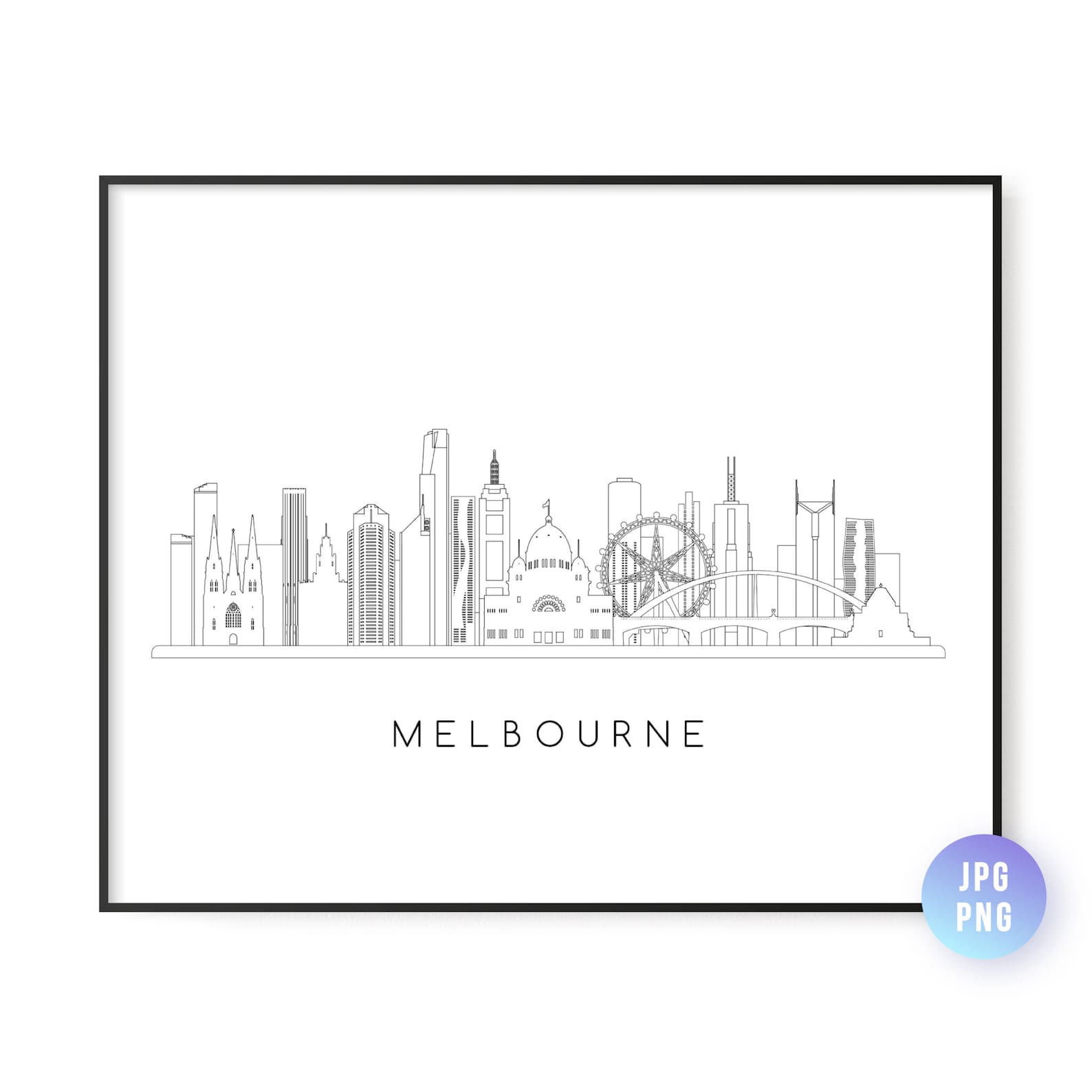 Melbourne Skyline Print. Melbourne City Skyline Line Art. Instant ...