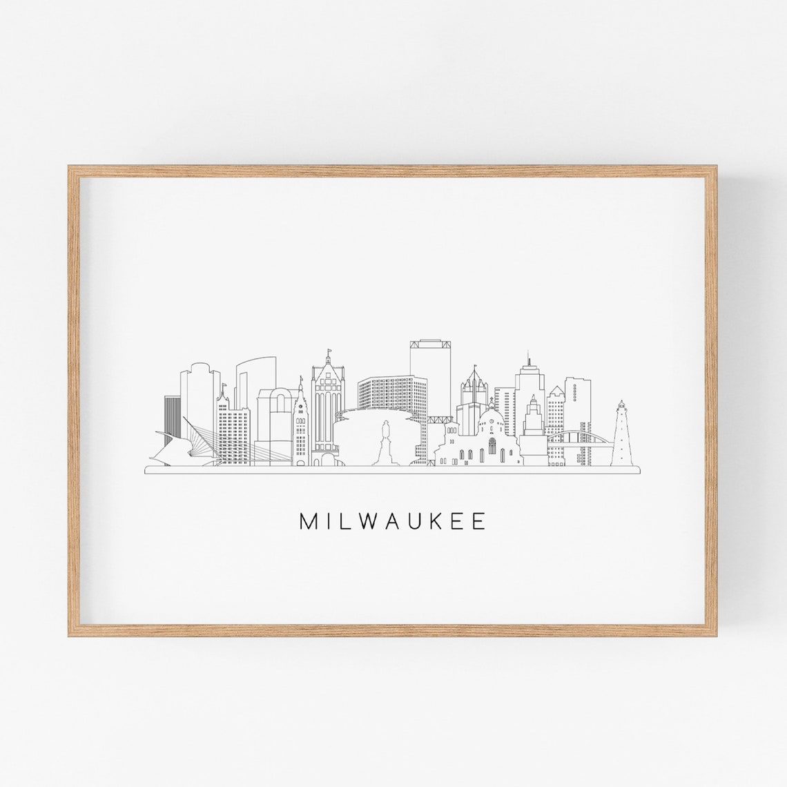 Milwaukee Skyline Print. Milwaukee City Skyline Line Art. Instant ...