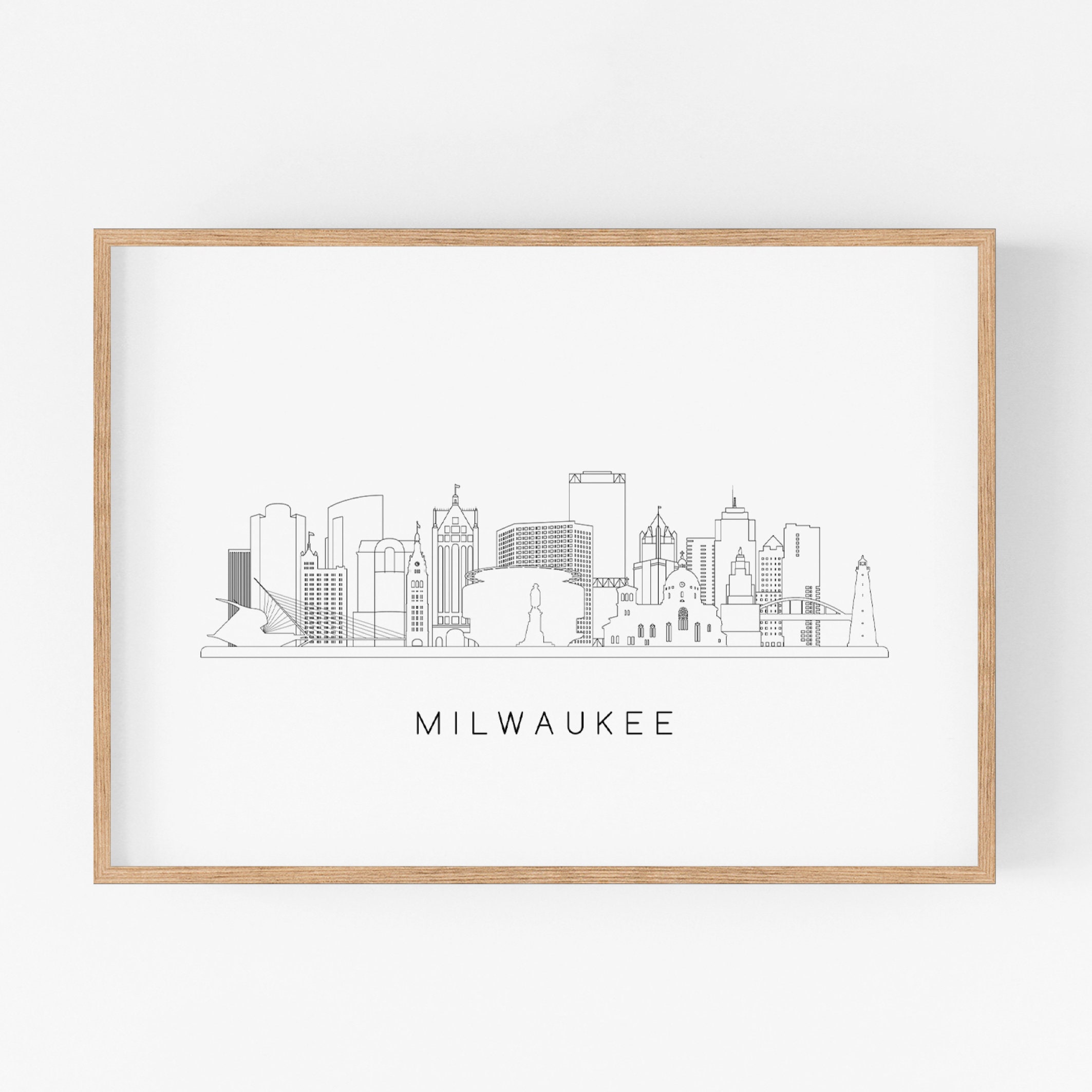 Milwaukee Skyline Print. Milwaukee City Skyline Line Art. Instant ...