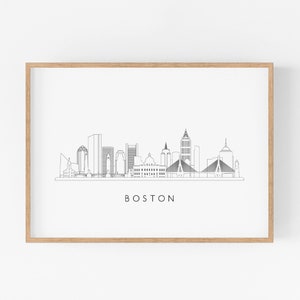 Boston Skyline Print. Boston City Skyline Line Art. Instant Download ...