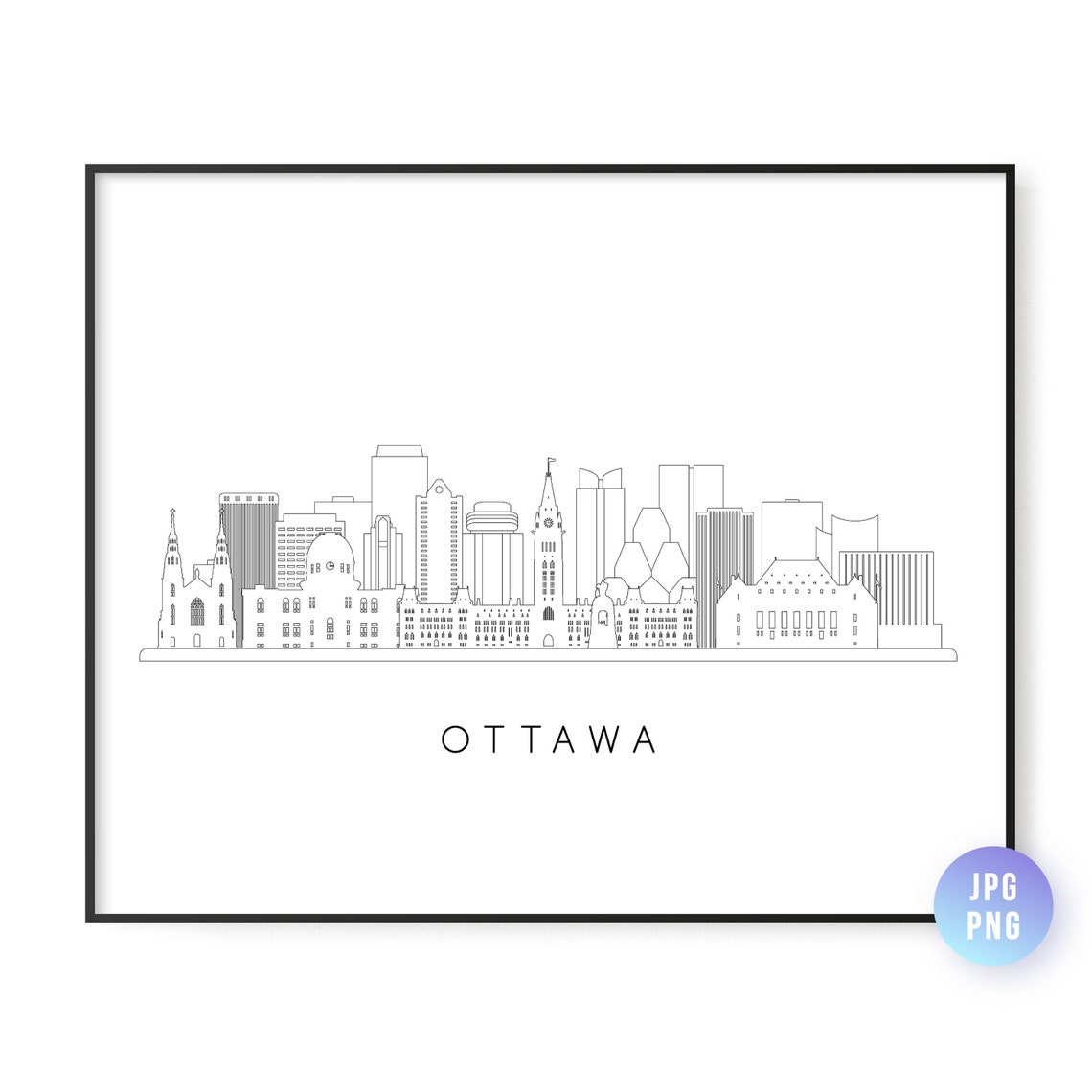 Ottawa Skyline Print. Ottawa City Skyline Line Art. Instant Download ...