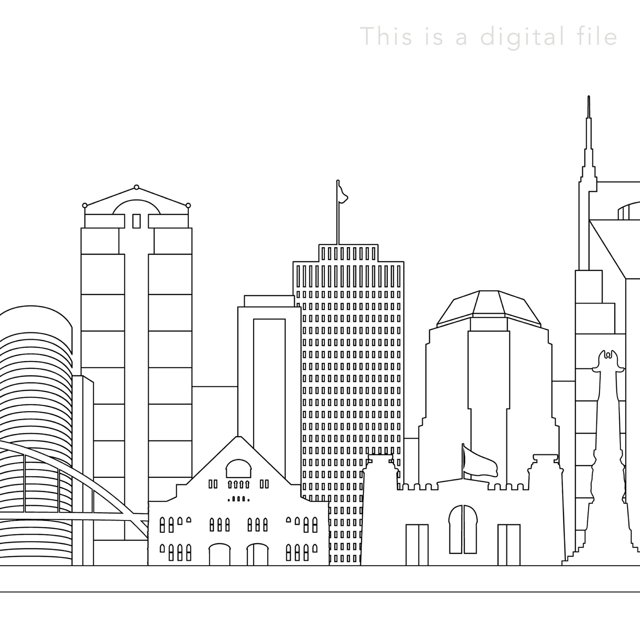 Nashville Skyline Print. Nashville City Skyline Line Art. Instant ...