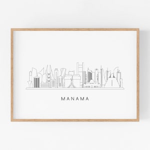 Manama Skyline Print. Manama City Bahrain Skyline Line Art. Instant ...