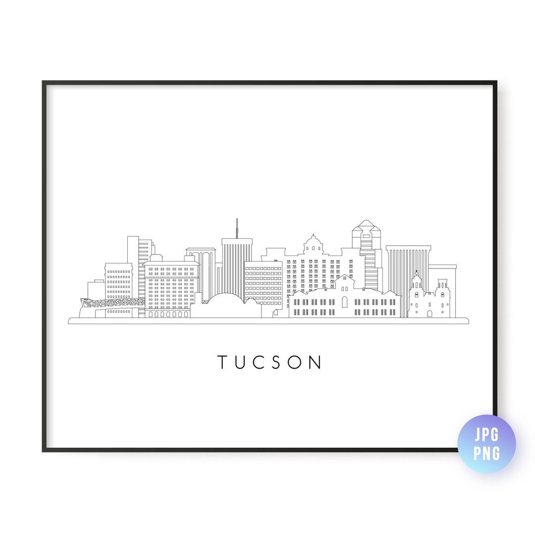 Tucson Skyline Print. Tucson AZ City Skyline Line Art. Instant Download ...