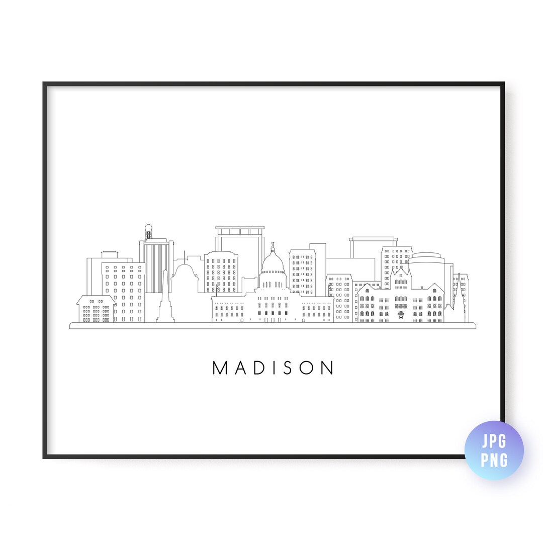 Madison Skyline Print. Madison City WI Skyline Line Art. Instant ...