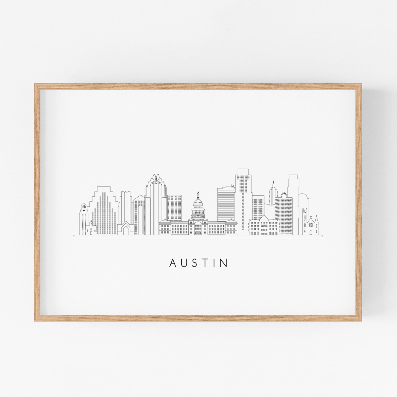 Austin Skyline Print. Austin TX City Skyline Line Art. Instant - Etsy