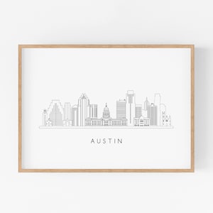 Austin Skyline Print. Austin TX City Skyline Line Art. Instant Download ...