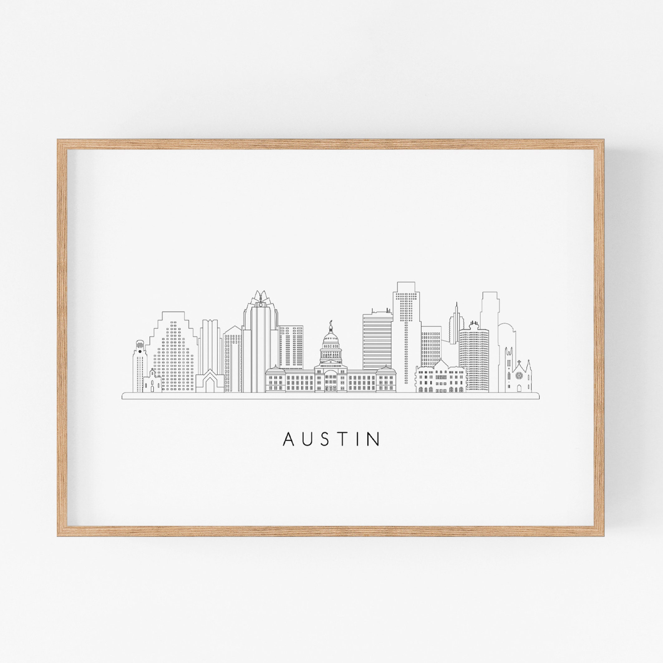 Austin Skyline Print. Austin TX City Skyline Line Art. Instant - Etsy