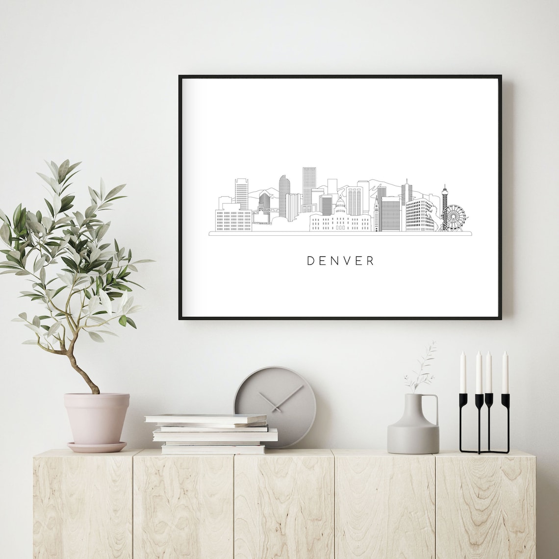 Denver Skyline Print. Denver CO City Skyline Line Art. Instant Download ...
