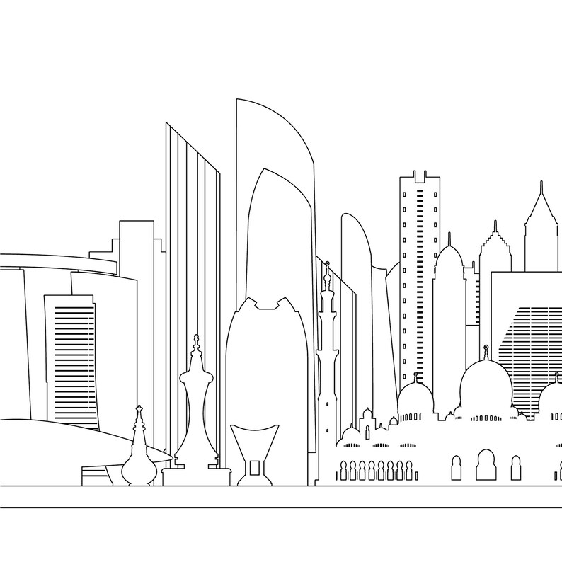 Abu Dhabi Skyline Print. Abu Dhabi City Skyline Line Art. Instant ...
