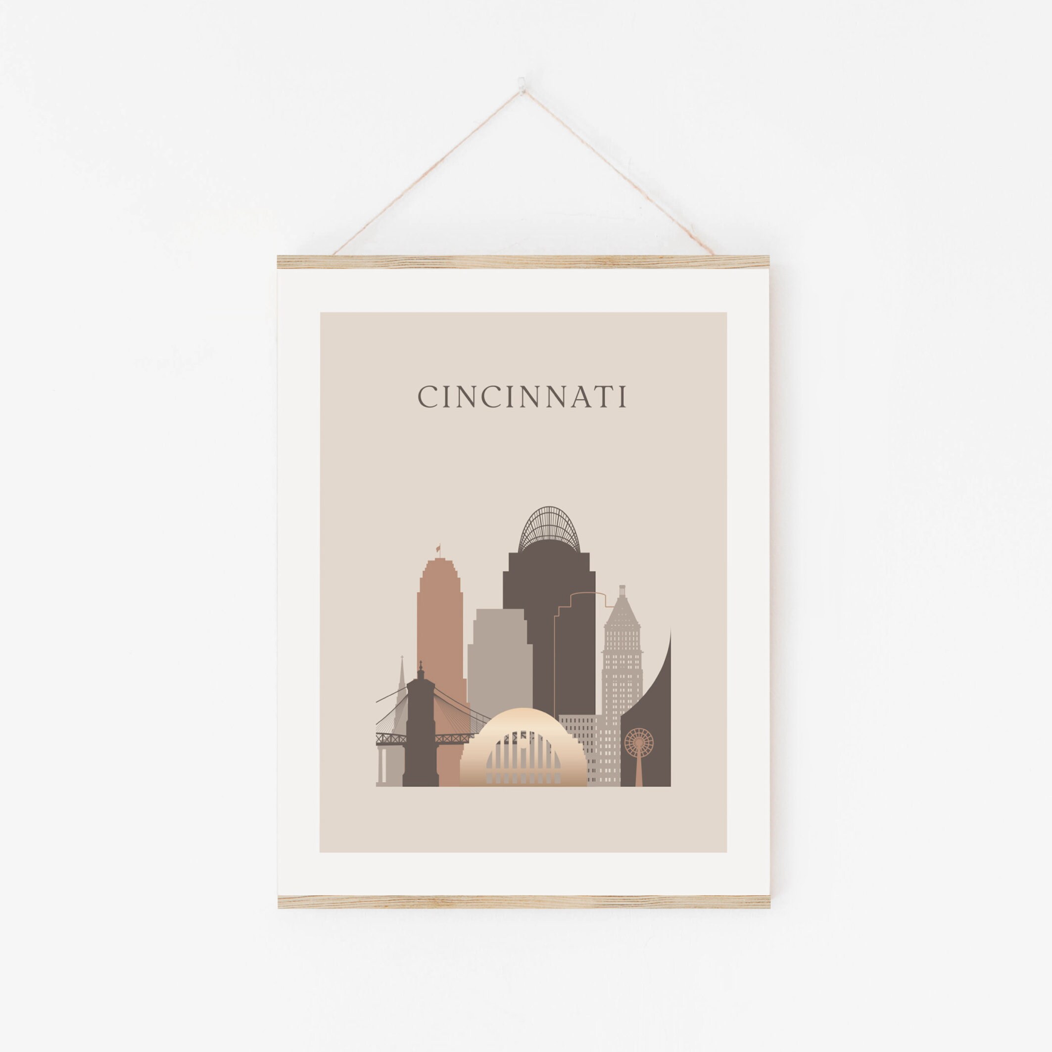 Cincinnati Skyline Print Boho Style. Cincinnati Ohio Downloadable Art ...