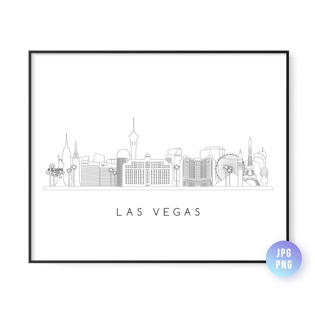 Las Vegas Skyline Print. Las Vegas City Skyline Line Art. Instant ...