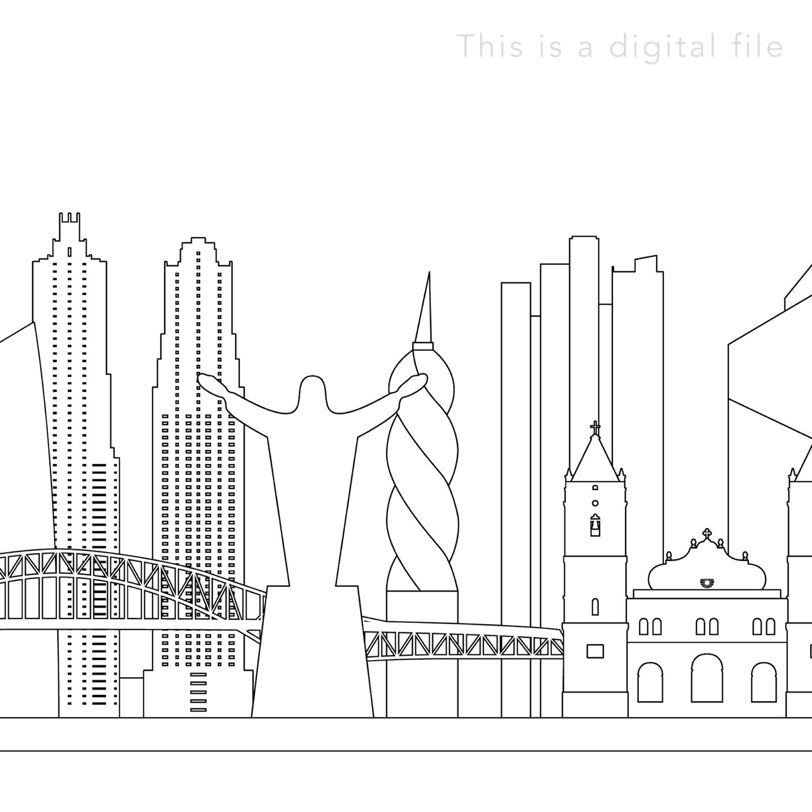Panama City Skyline Print. Panama City Skyline Line Art. Instant ...