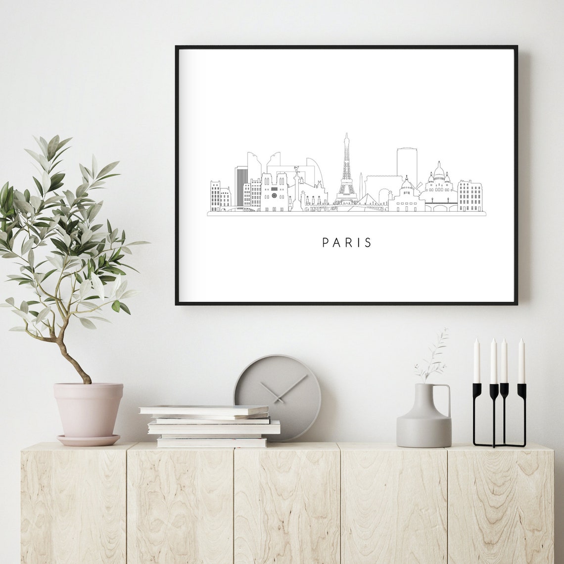 Paris Skyline Print. Paris City France Skyline Line Art. Instant ...