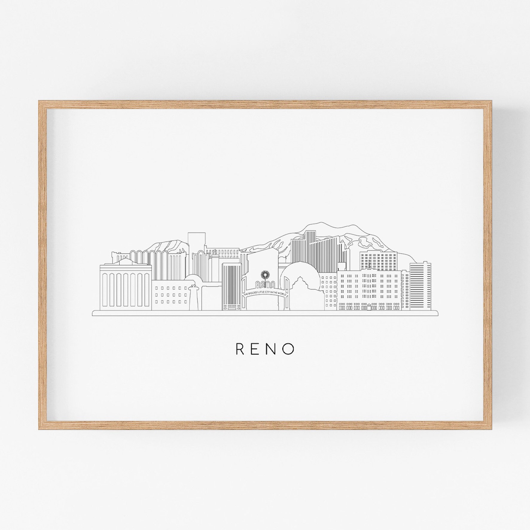 Reno Skyline Print. Reno City Nevada Skyline Line Art. Instant Download ...