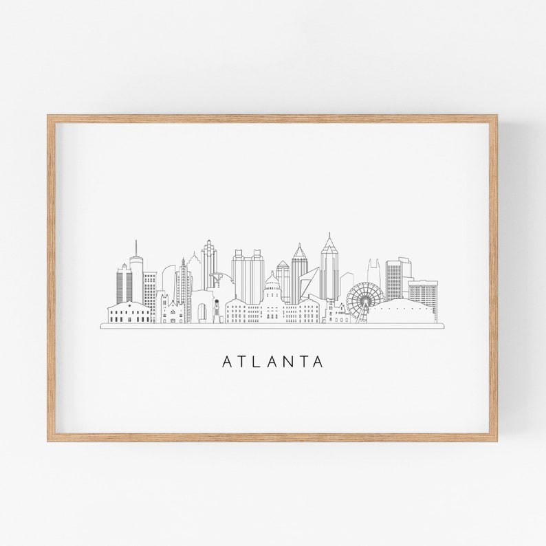 Atlanta Skyline Print. Atlanta City Skyline Line Art. Instant Download ...