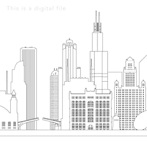 Chicago Skyline Print. Chicago City Skyline Line Art. Instant Download ...