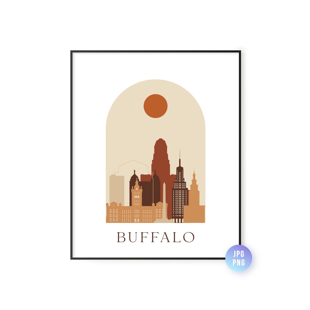 Buffalo Skyline Print. Archway Boho Sun Wall Art. Boho Buffalo NY ...