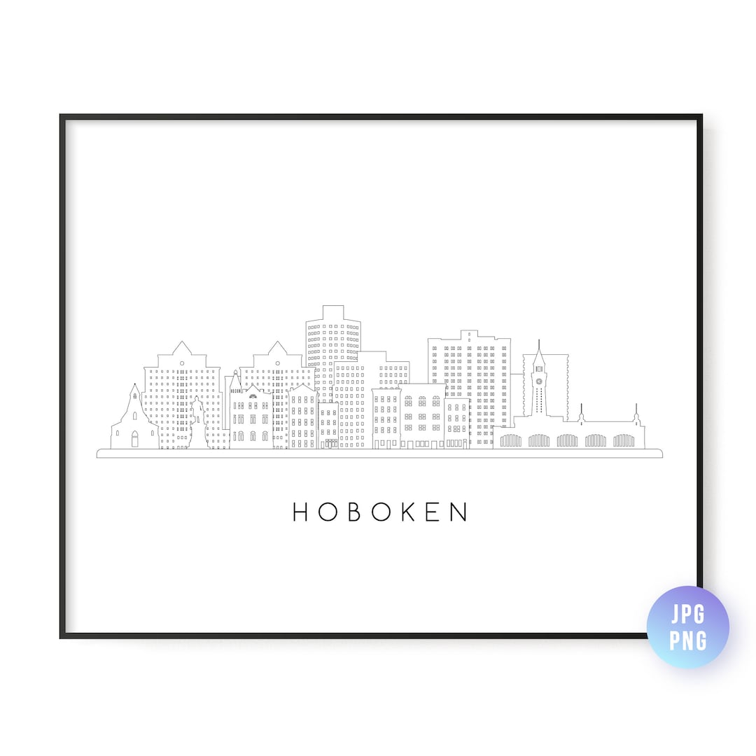 Hoboken Skyline Print. Hoboken, NJ City Skyline Line Art. Instant ...