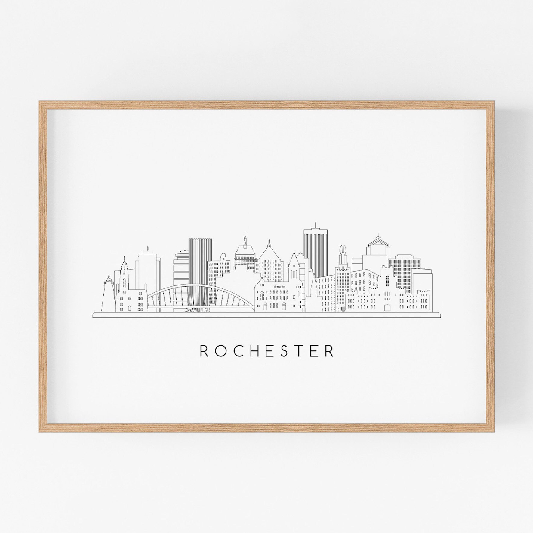 Rochester Skyline Print. Rochester City NY Skyline Line Art. Instant ...