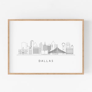 Dallas Skyline Print. Dallas TX City Skyline Line Art. Instant Download ...