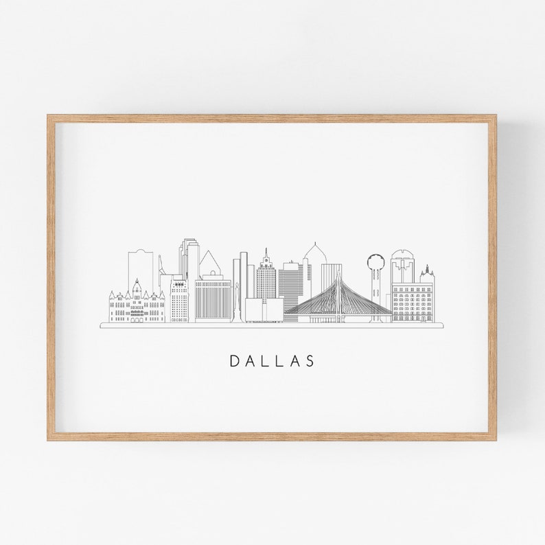 Dallas Skyline Print. Dallas TX City Skyline Line Art. Instant Download ...