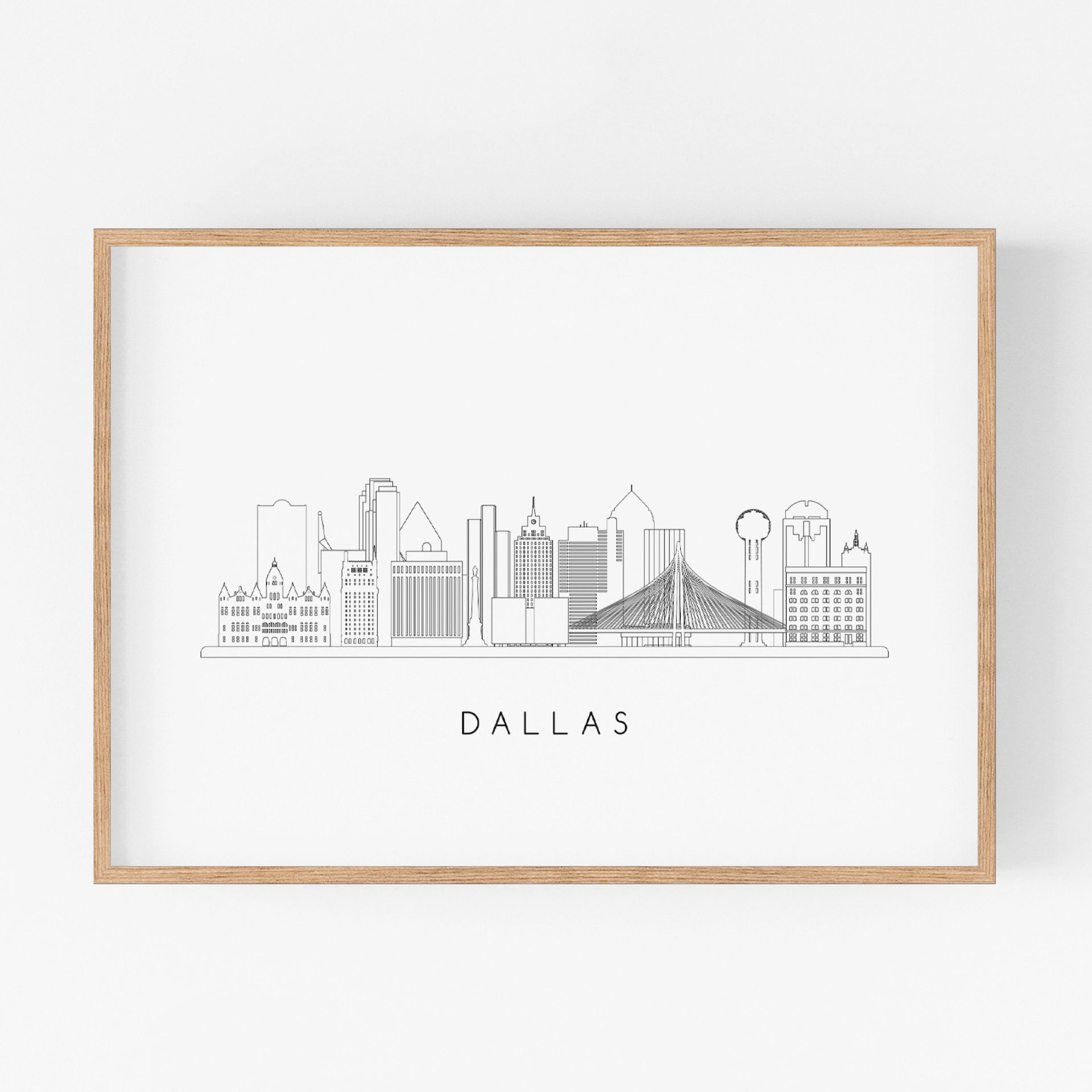 Dallas Skyline Print. Dallas TX City Skyline Line Art. Instant Download ...