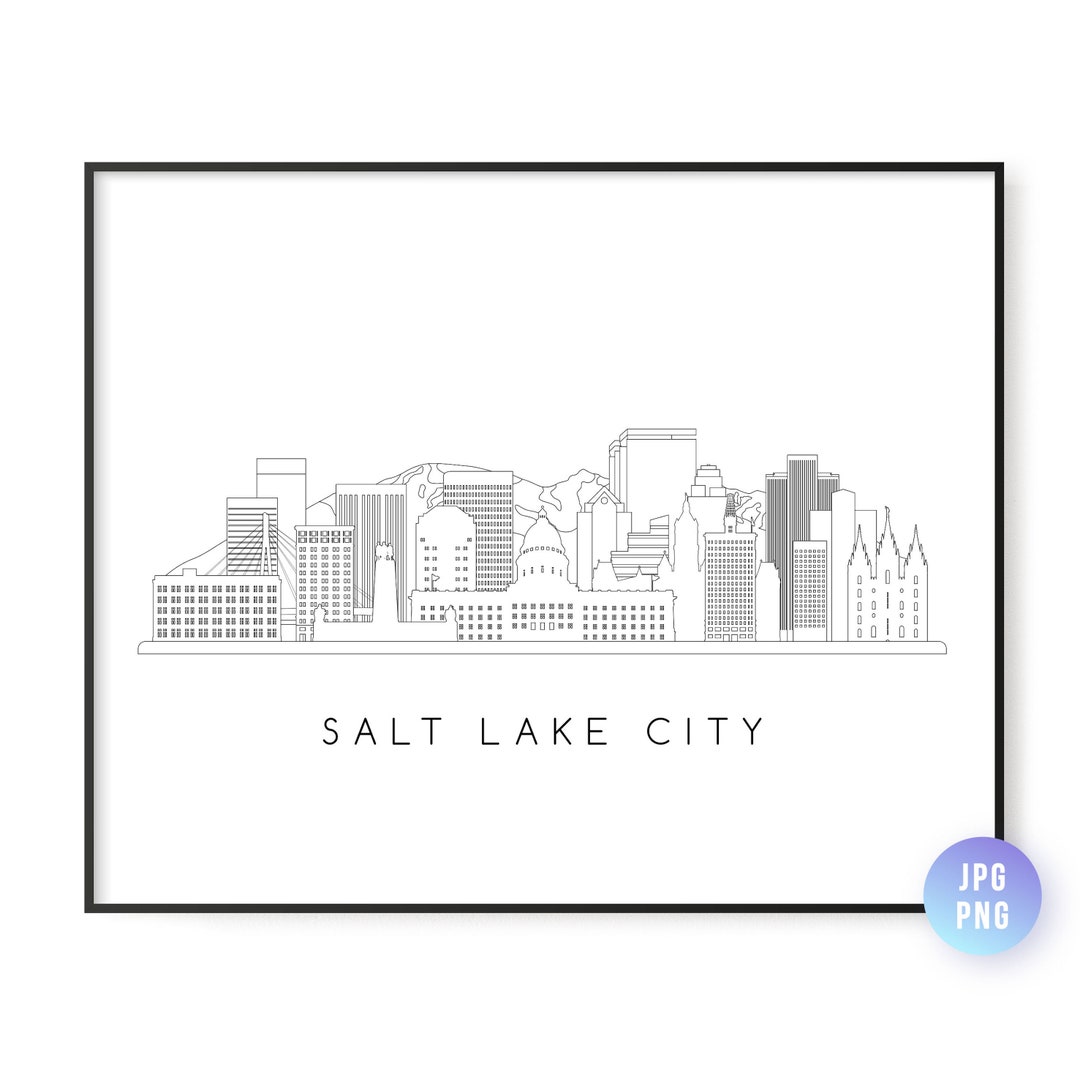 Salt Lake City Skyline Print. Salt Lake City City Skyline Line Art ...