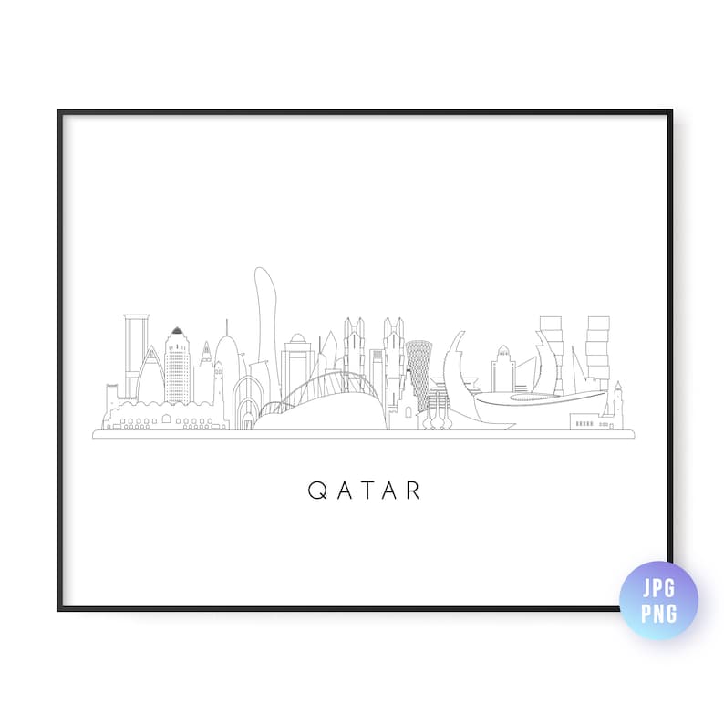 Qatar Skyline Print. Qatar Skyline Line Art. Instant Download ...