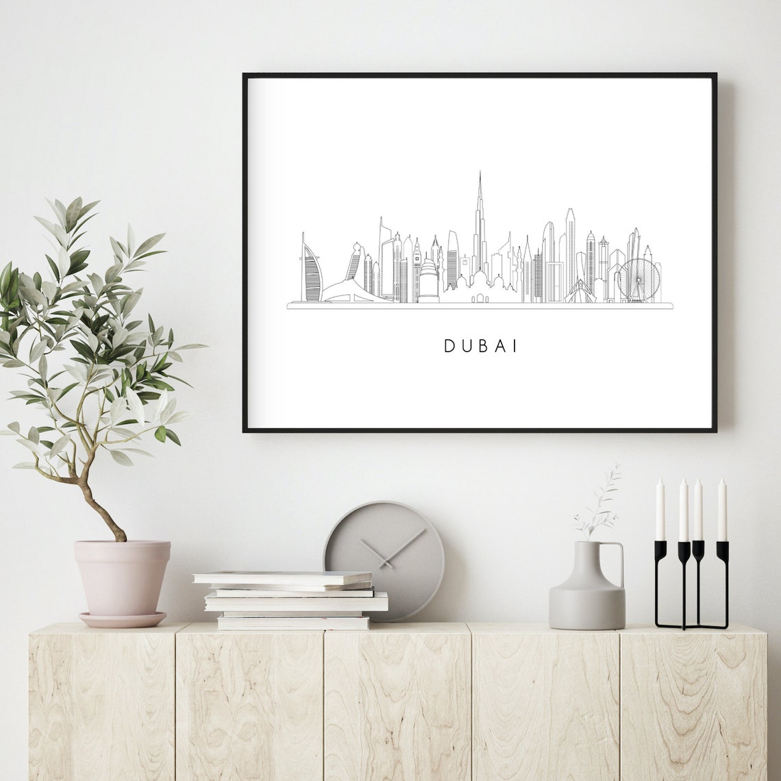 Dubai Skyline Print. Dubai City Skyline Line Art. Instant Download ...