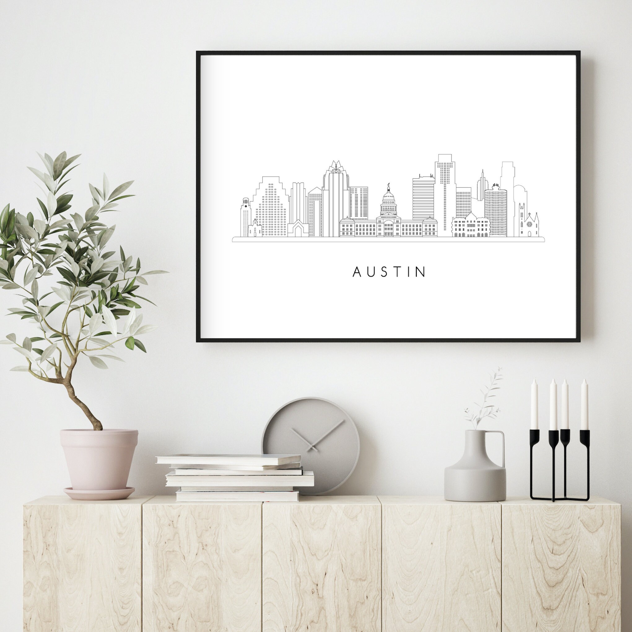 Austin Skyline Print. Austin TX City Skyline Line Art. Instant - Etsy
