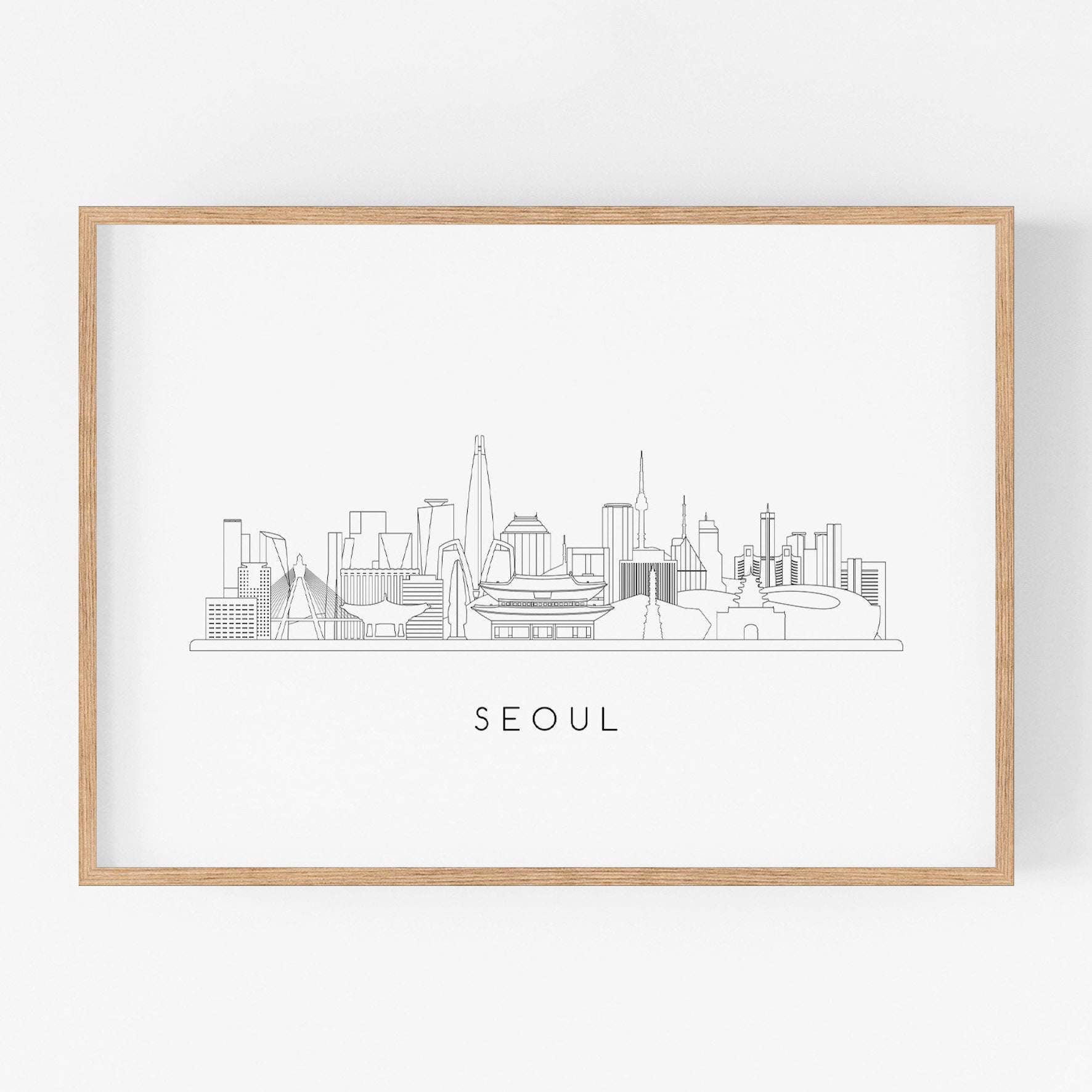 Seoul Skyline Print. Seoul City South Korea Skyline Line Art. Instant ...