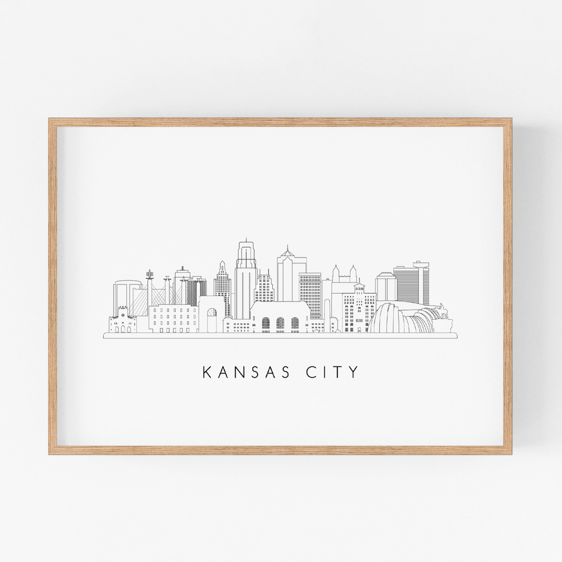 Kansas City Skyline Print. Kansas City City Skyline Line Art. Instant ...