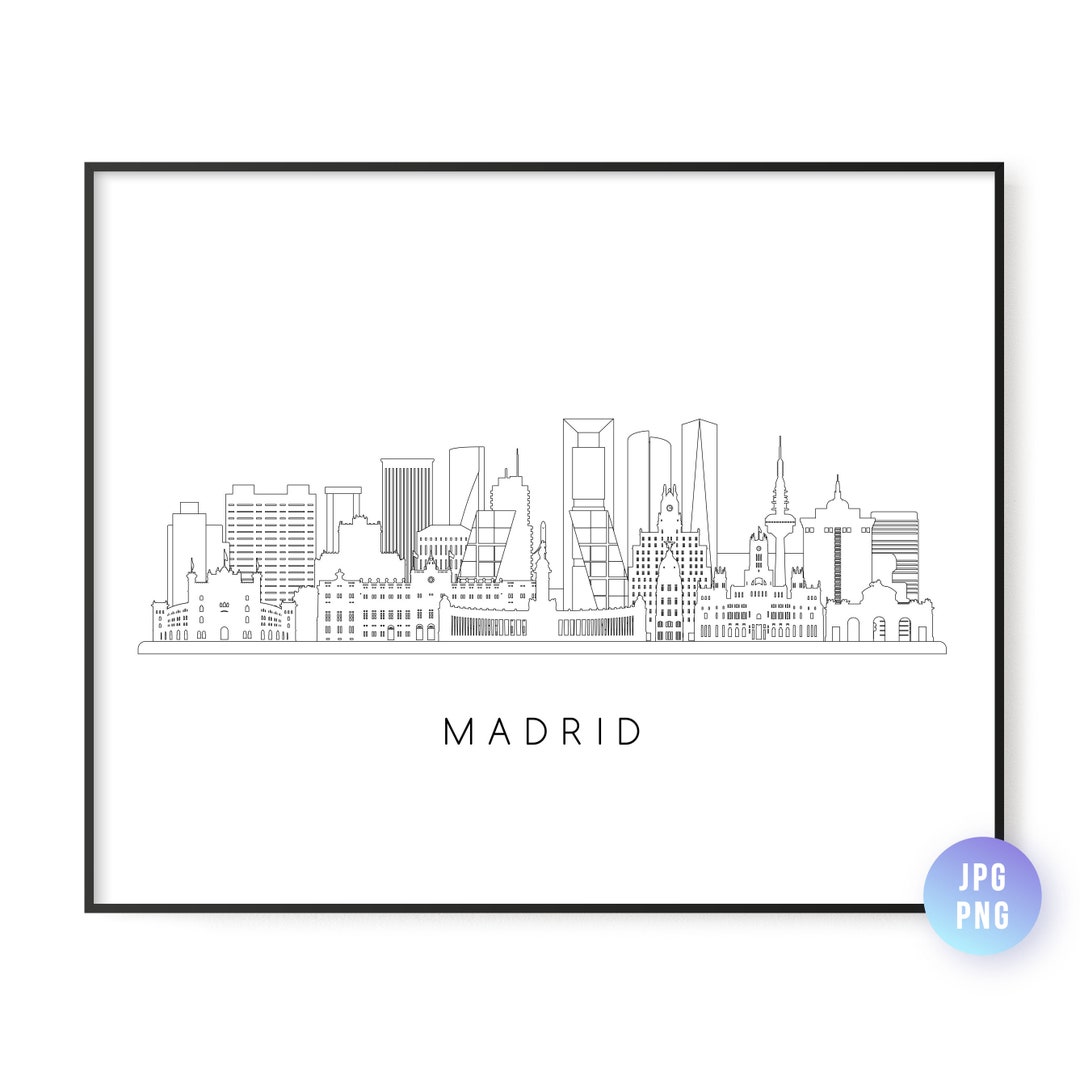 Madrid Skyline Print. Madrid City Spain Skyline Line Art. Instant ...