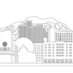Reno Skyline Print. Reno City Nevada Skyline Line Art. Instant Download ...