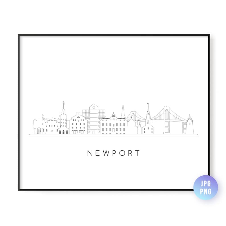 Newport Skyline Printable Wall Art. Newport RI Skyline Line Art ...